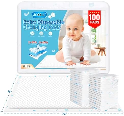 Disposable Changing Pads for Baby 15% Thicker Super Absorbent 100 Pack ...