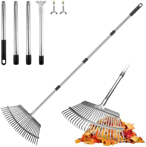 Amazon.com : ARTIPOLY Adjustable Leaf Rake, 18-Inch Wide Heavy Duty ...