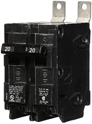 SIEMENS BQ2B020 20-Amp Double Pole 120/240-Volt 10KAIC Lug Out Breaker ...