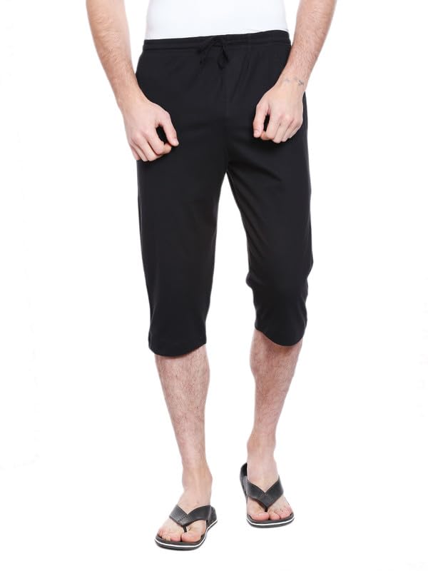 Buy ALLOCATE Cotton Knitted Regularfit Basic Three Fourth Capris for ...