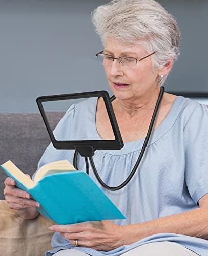5X Hands Free Magnifying Glass Hanging neck, Flexible Gooseneck Full ...
