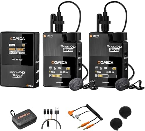 COMICA 2.4GHz Wireless Microphone, BOOMX-D2 Pro Wireless Tie Microphone ...