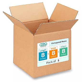 IDL Small Cube Moving & Shipping Boxes - 8 x 8 x 8 inches (5-Pack ...