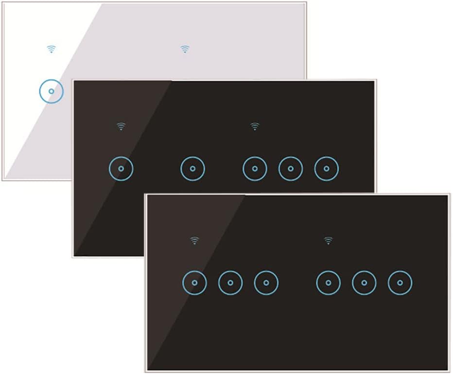 WiFi Smart Wall Light Switch 10A Glass Touch Panel WiFi Interuptor 4/5 ...