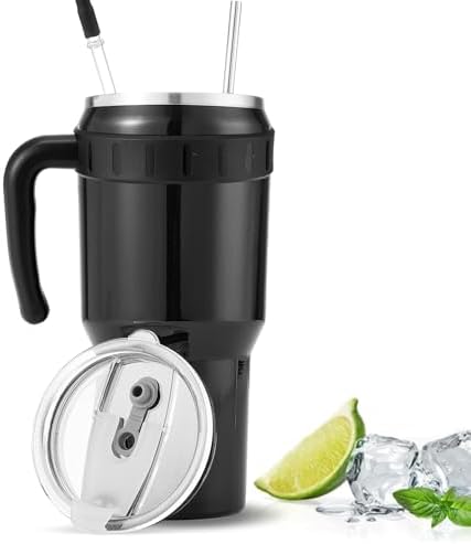 40OZ Vaso Térmico de Acero Inoxidable, Taza Termica Frio y Caliente para Cafe con Tapa y Popote ...