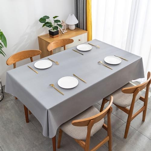 Yofori Table Cloth Wipe Clean Grey Wipeable Tablecloth PVC Waterproof ...