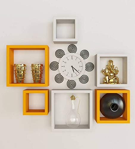AAS Wood Handicraft Square Shaped Wall Mounted Shelf Rack Shape Set of ...