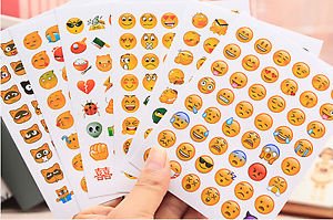 16 Sheets Emoji Vinyl Sticker For Phone Tablet Laptop Decor Scrapbooks ...