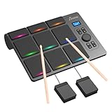 ・ブランド:OYAYO・製造元:OYAYO・モデル:TD02・製造元/メーカー部品番号:TD02・【多機能な卓上ドラムキット】ポータブル電子ドラムキットは、9つのベロシティ感知パッド、ミュージックレベルLEDライト、2つのペダル、ハイハット...