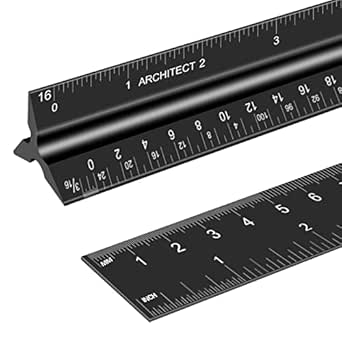 12 Inch Architectural Scale Ruler Set, YXQUA Laser-Etched Aluminum ...