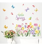 Amazon.com: Mfault Hello Spring Gnome Window Clings 4 Sheets, Tulip Flower Teal Truck Mason Jar ...