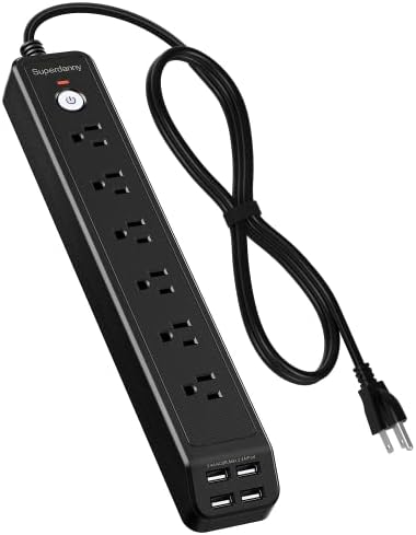 Amazon.com: Power Strip, SUPERDANNY 6 Outlets 4 USB Ports Surge ...