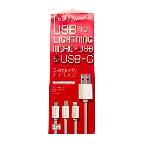 UNIROSS USB To Lightning Micro USB And USB-C, Sturdy and Durable, Laser ...