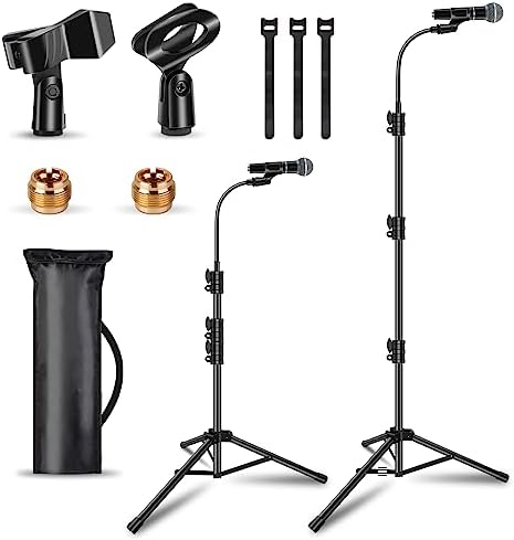 Amazon.com: 2 Pack Mic Stand Gooseneck Microphone Stand for Singing ...