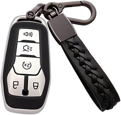 Syodiesn for Ford Key Fob Cover Soft TPU with Leather Keychain Key ...