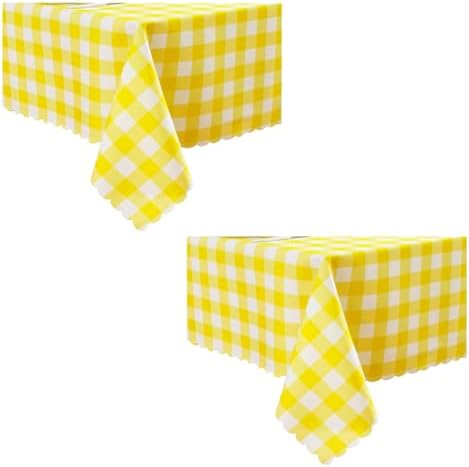 Amazon.com: MANGATA CASA 2PCS Yellow Gingham Tablecloth for Square ...