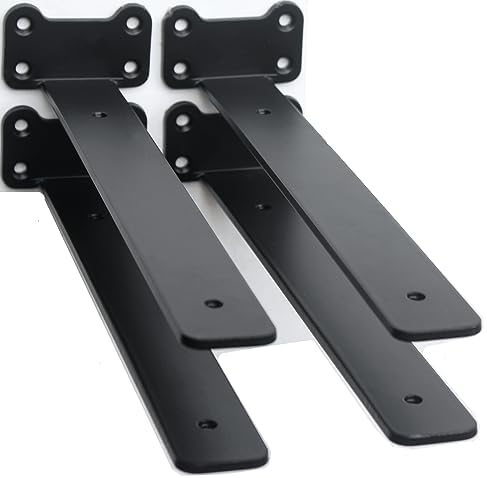 Amazon.com: 4 Pack - 12 inch Black Hidden Invisible L Shelves Brackets ...