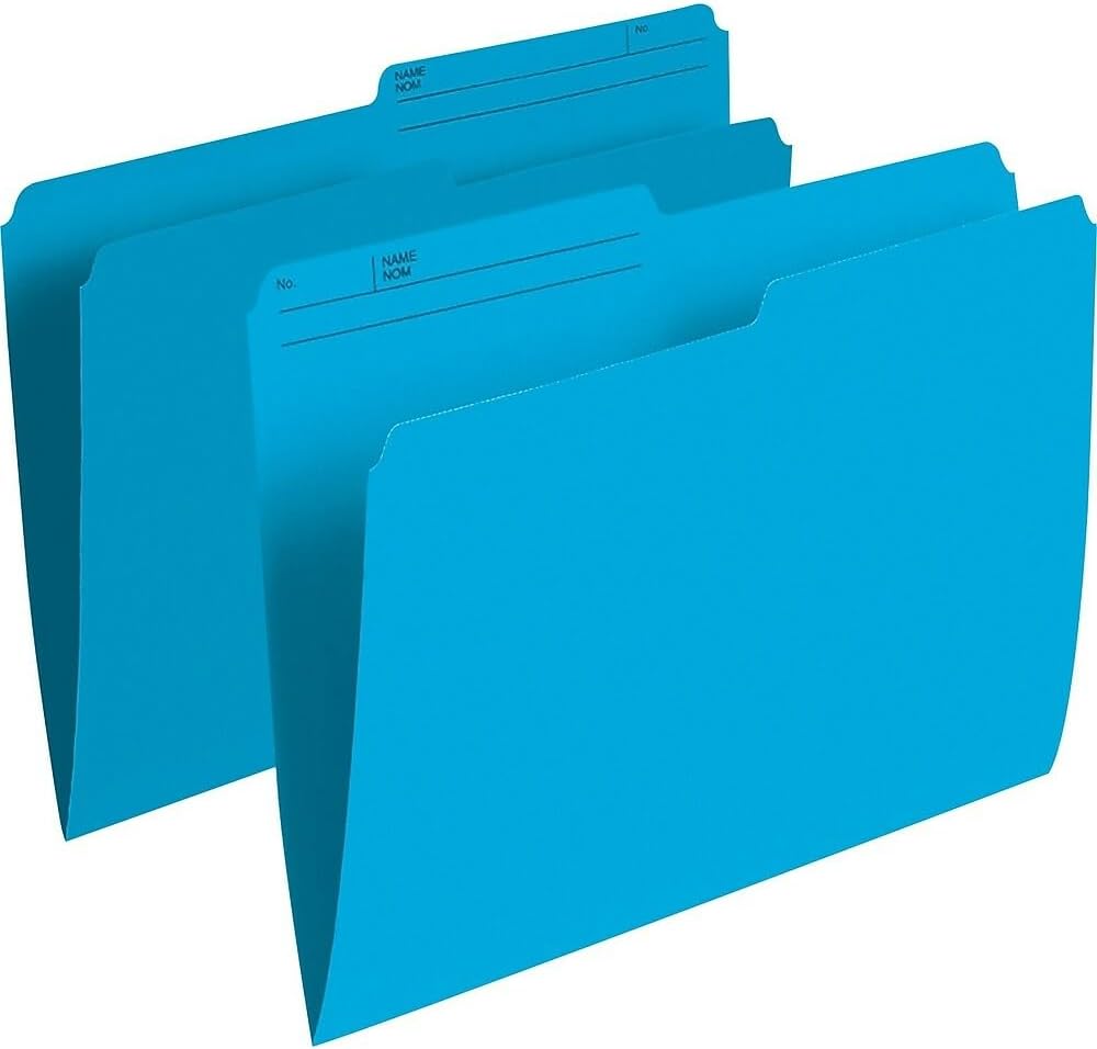 Pendaflex Colour File Folders, 1/2 Cut Tab, Letter, Blue, 100/Box ...