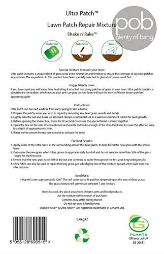 Grass Lawn Seed, Ultra Patch 1.4kg Hard Wearing, Fast Growing, Pet ...