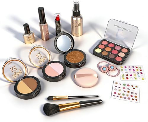 Amazon.com: DIAOLEWITOY Pretend Makeup Kit for Girls, 15PCS Fake ...