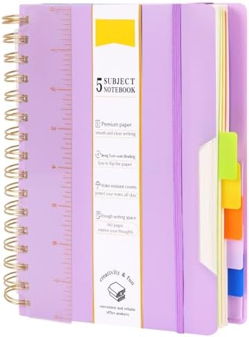 Amazon.com : EOOUT 5 Subject Notebook Spiral Notebook, 6 x 8in 360 ...
