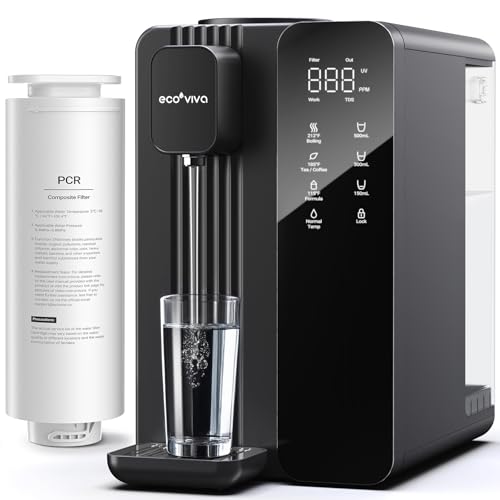 Ecoviva MATE4 Countertop Reverse Osmosis Water Filter System, 7-Stage Purification, Instant Hot ...