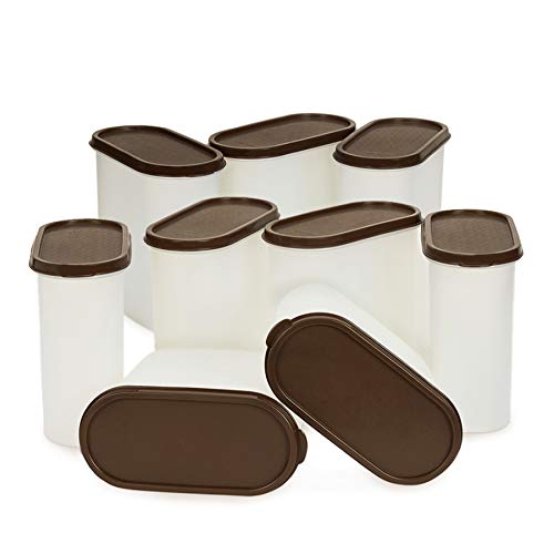 Mahaware Modular Oval Plastic Kitchen Container Set,1800 ml, Set of 9 ...