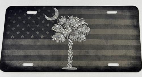 Amazon.com: Engraved SC Palmetto Palm Tree Car Tag Diamond Etched ...