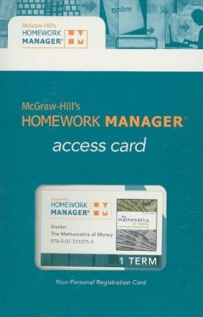 Homework Manager Card to accompany Math of Money: Biehler, Timothy ...