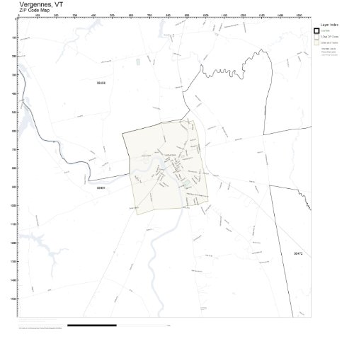 ZIP Code Wall Map of Vergennes, VT ZIP Code Map Not Laminated: Amazon ...