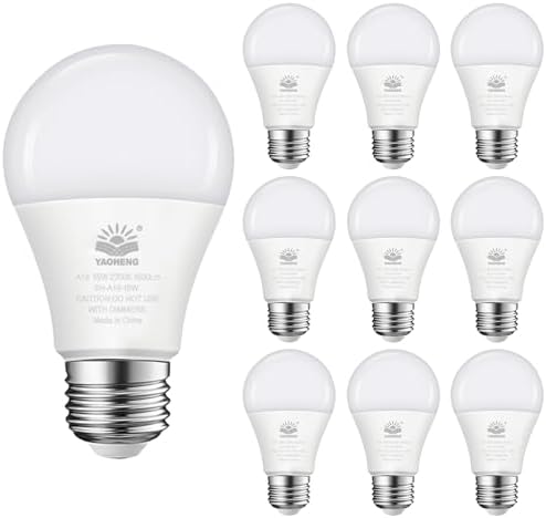 YAOHENG A19 LED Light Bulb, 100 Watt Equivalent LED Bulbs, 2700K Warm ...