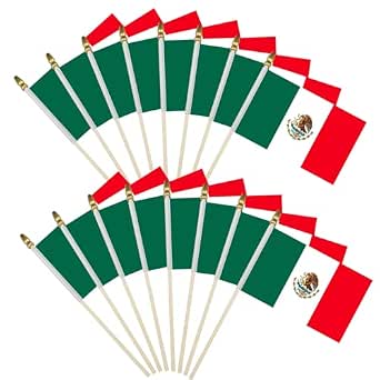 16 Pack Small Mexico Flags on Stick - Mini Mexican Flags with Kid-Safe ...