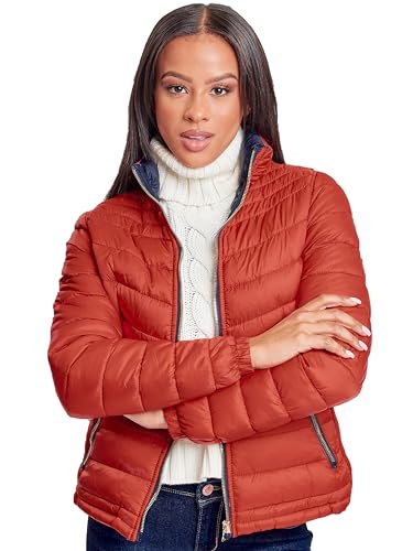 YMI Jeans Women's Winter Reversible Fitted Puffer Jacket, SHENV, XL ...
