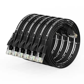 Cat 6 Ethernet Cable 1ft (6 Pack) (at a Cat5e Price but Higher Bandwidth) Flat Internet Network ...
