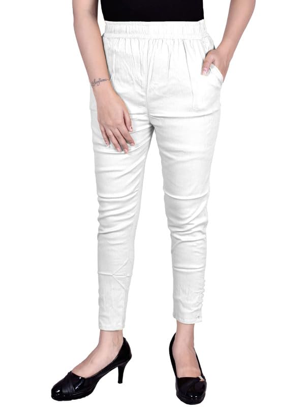 Buy Woman's Cotton Stretchable Cigar Pant with Both Side Pockets (Size ...