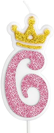 Amazon.com: UVTQSSP 2.76 Inch Pink Number 6 Birthday Candles, Cake ...
