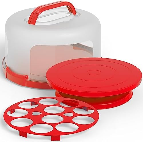Amazon.com: Cake Cupcake Carrier with Lid and Handle + Cake Stand Plate ...