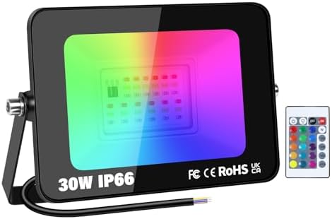 SKYWORLD 4 Pack 30W RGB LED Flood Lights, Colour Changing FloodLight ...