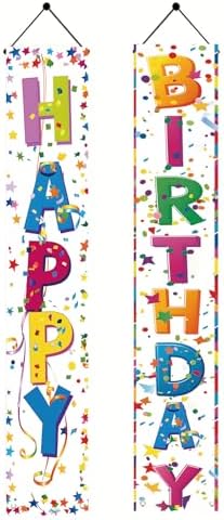 Amazon.com: 2 Pcs Colorful Happy Birthday Door Banner Happy Birthday ...
