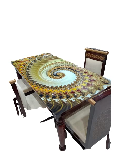 Printed Glass Dining Table with 6 Chair_(Set of 2) The Tree Men TH-TR ...