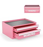 WORKPRO Mini Metal Tool Box with 2 Drawers and Top Storage, Small Tool ...