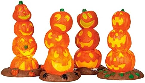 Amazon.com: Lemax Spooky Town Halloween Light Up Pumpkin Stack, Pack of ...