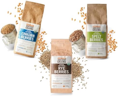 Amazon.com : Organic Spelt Berries, Einkorn Berries and Rye Grain ...