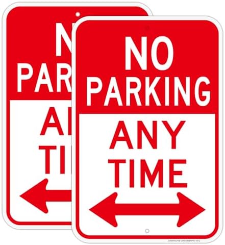 Amazon.com: Large No Parking Anytime Sign with Arrows Sign, 18" x 12 ...