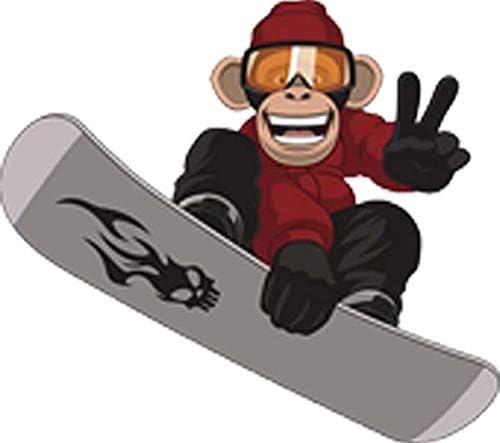 Amazon.com - Snowboarding Peace Sign Chimpanzee Monkey Cartoon Vinyl ...