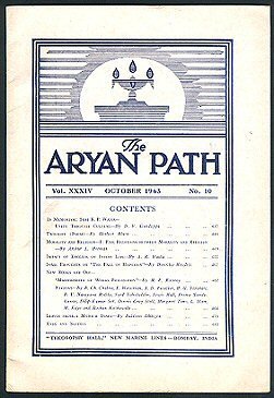 Aryan Path Magazine, October, 1963 (Vol. XXIV No. 10): n/a: Amazon.com ...