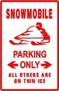 Amazon.com: Texsign Snowmobile Parking Sign Street Transport Fun : Home ...
