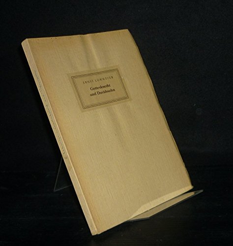 Gottesknecht und Davidsohn, Zweite Unver_nderte Auflage: Ernst Lohmeyer ...