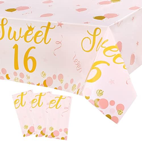 Amazon.com: Sweet 16 Party Decorations,3pcs Sweet 16 Tablecloth ...