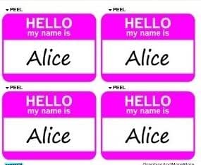 Amazon.com: Hello My Name Is Alice - Sheet of 4s - Sticker Graphic ...